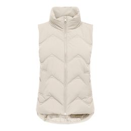 Jacqueline de Yong JDY Damen Steppweste "JDYPOWER SHORT WAISTCOAT OTW HAB", beige, Gr. L, unifarben, Steppware, Obermaterial: 100% Polyester, Westen, Kunstfaser