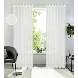 Gardine OTTO HOME, B:135cm H:225cm, wei&szlig;, Polyester, Schlafzimmer, Gardinen, "Marric", halbtransparent, Leinenoptik mit Streifen, Schlaufenaufh&auml;ngung