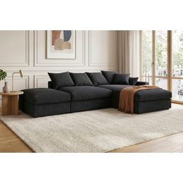 Ecksofa OTTO HOME, B:333cm T:198cm, schwarz, 100% Polyester, Wohnzimmer, Sofas, "Cosy Lounge L-Form, Breite 333 cm", Mega-Sofa mit Cordstoff bezogen,