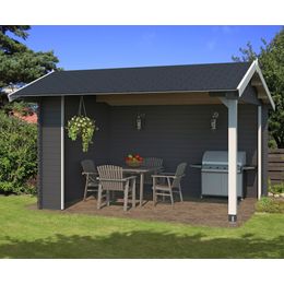 Gartenhaus Lasita Maja, grau, Massivholz, Gartenh&auml;user, "Kirian 300", Unterstand / Lounge 28mm