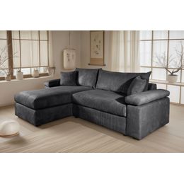 Ecksofa OTTO HOME, B:234cm T:162cm, grau, 100%Polyester, Wohnzimmer, Sofas, "Cosy L-Form, B: 234 cm, Sitzaufbau im Sandwich-Federkern", 2 Zierkissen,