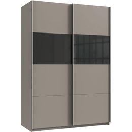 Schwebet&uuml;renschrank wimex, B:135cm H:198cm T:64cm, schwarz, Schr&auml;nke, "Bramfeld Kleiderschrank", mit Glaselementen und zus&auml;tzlichen Einlegeb&ouml;den