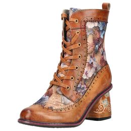 Laura Vita Damen Schn&uuml;rstiefelette "Laura Vita Stiefelette Leder/Textil", Gr. 40, braun, Leder, Textil, Schuhe