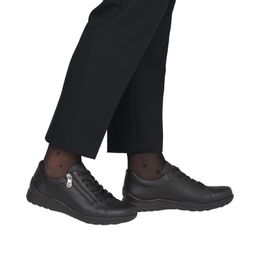 Rieker Damen Sneaker, Gr. 41schwarz, Lederimitat, Schuhe, Schn&uuml;rschuh, Halbschuh, Klassik-Sneaker mit Rei&szlig;verschluss