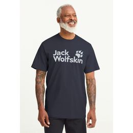 Jack Wolfskin Herren T-Shirt "BRAND T M", blau, Gr. XS, Obermaterial: 100% BAUMWOLLE, Shirts, T-Shirt aus Bio-Baumwolle, hoher Tragekomfort, gro&szlig;er