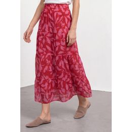 Street One Damen Maxirock, rot, Gr. 44, gebl&uuml;mt, Stoff, Obermaterial: 100% Polyester. Futter: 100% Viskose, R&ouml;cke, mit seitlichen Einschubtaschen