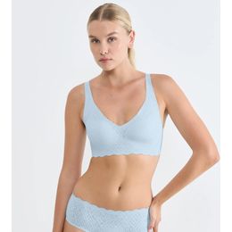 Sloggi Damen B&uuml;gelloser BH "ZERO Feel Bliss", Gr. M, blau, Spitze, Obermaterial: 76% Polyamid, 24% Elasthan, BHs, herausnehmbare atmungsaktive Pads,