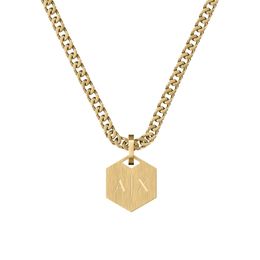 Armani Exchange Herren Kette mit Anh&auml;nger, Edelstahl, L: 60gelbgoldfarben, Edelstahl, Halsketten