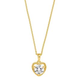 Amor Damen Kette mit Anh&auml;nger "Herz", Silber 925 (Sterlingsilber), L: 45, gold, Silber 925 (Sterlingsilber), Halsketten, mit Zirkonia (synth.)