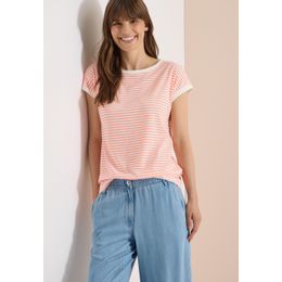 Cecil Damen T-Shirt, rosa, Gr. XL, gestreift, Web, 50% Baumwolle, 50% Modal, Shirts, im soften Baumwoll-Mix