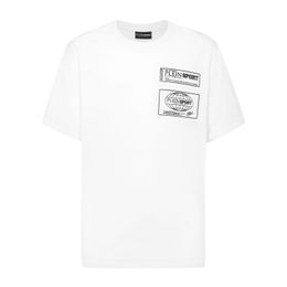 Plein Sport Herren T-Shirt "Kurzarm-Rundhals-T-Shirt", wei&szlig;, Gr. M, Obermaterial: 100% Baumwolle, Shirts