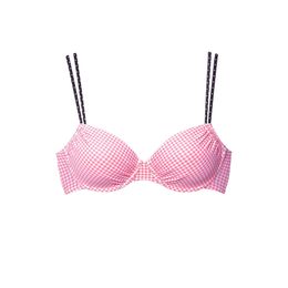 Buffalo Damen B&uuml;gel-Bikini-Top "Florida", rosa, Gr. 42, kariert, kontrastfarbene Details, Polyamid, Bikini-Oberteile, verstellbare Doppeltr&auml;ger,