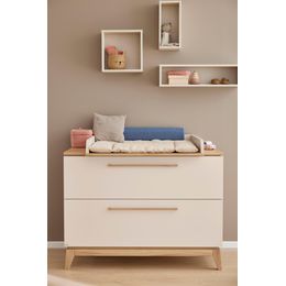 Wickelkommode Paidi, B:123cm H:92cm T:57cm, beige, Holz teilmassiv, Wickelkommoden, "STIENE in Beige mit Eiche Massivholz, inkl. Wickelaufsatz,