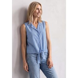 Street One Damen Blusentop, blau, Gr. 40, gestreift, Web, Obermaterial: 97% Baumwolle, 3% metallisierte Fasern, Blusen, Sommerbluse, mit