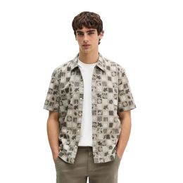 Marc O'Polo MARC O'POLO Herren Kurzarmhemd "aus Bio-Baumwoll-Popeline", beige, Gr. XXXL, bedruckt, Obermaterial: 100% Baumwolle, Hemden