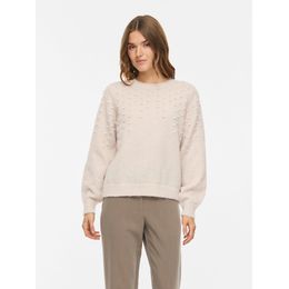 Vila Damen Rundhalspullover "VITULI O-NECK L/S DOT KNIT TOP-NOOS", beige, Gr. XS, unifarben, Strick, Obermaterial: 100% Polyester, Pullover,