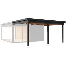 Gartenhaus-Anbaudach Lasita Maja, B:437,6cm H:239,4cm T:300cm, grau, Massivholz, Gartenhaus-Anbaud&auml;cher, "DOMEO 5 DACHVERL&Auml;NGERUNG"