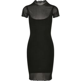 Urban Classics Damen Shirtkleid "Urban Classics Damen Ladies Mesh Double Layer Dress", schwarz, Gr. XS, unifarben, 94% Polyamid, 6% Elasthan, Kleider