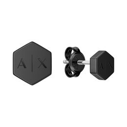 Armani Exchange Herren Paar Ohrstecker, Edelstahlschwarz, edelstahlfarben, Edelstahl, Ohrringe
