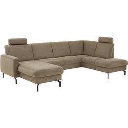 Wohnlandschaft DIE PLANBAR, B:307cm H:88cm T:190cm, braun, 94% Polyester, 6% Nylon, Sofas, "PP-PF25099, U-Form, Breite 307cm", Wahlweise mit