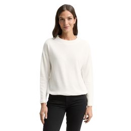 Tom Tailor Damen Sweatshirt, wei&szlig;, Gr. XS, unifarben, Sweatware, Obermaterial: 100% Baumwolle, Sweatshirts, mit Kordelzug am Saum