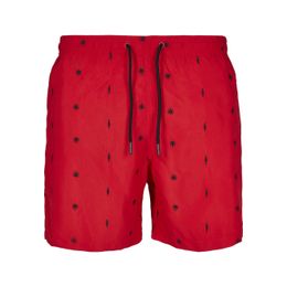 Urban Classics Herren Badeshorts "Urban Classics Herren Embroidery Swim Shorts", rot, Gr. S, 100% Polyester, Badehosen