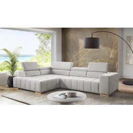 Ecksofa, B:307cm H:73cm T:201cm, grau, exxpo - SOFA FASHION, Wohnzimmer, Sofas, "Elianos, hoher Sitzkomfort, aufwendige Kreuzsteppung im Sitz,
