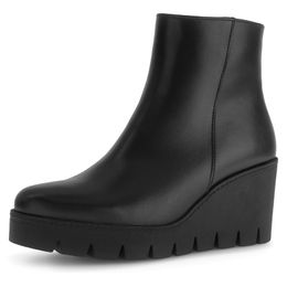 Gabor Damen Keilstiefelette, Gr. 40, schwarz, Nappaleder, unifarben, Schuhe, Stiefelette, Businesschuh, Ankleboots mit Plateau