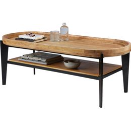 Couchtisch Sit, B:120cm H:40cm T:50cm, schwarz, Wohnzimmer, Tische, "T-TRAY TABLE LONG aus Mangoholz mit Tablett & Metallgestell", Abnehmbare