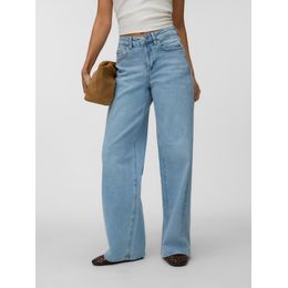 V&eacute;ro Moda VERO MODA Damen Weite Jeans "VMSANDIE-STRETCH MR WIDE JNS RA3133 NOOS", blau, Gr. 33, unifarben, Denim/Jeans, Obermaterial: 99% Baumwolle, 1%