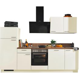 K&uuml;che KOCHSTATION, B:280cm T:58cm, beige, Komplettk&uuml;chen-Sets, "KS-Scafa, mit Soft-Close, mit h&ouml;henverstennbaren F&uuml;&szlig;en", vormontiert, wahlweise mit