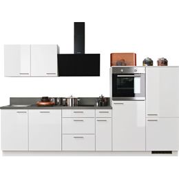 K&uuml;chenzeile KOCHSTATION, B:320cm T:60cm, wei&szlig;, Komplettk&uuml;chen-Sets, "KS-Scafa, mit h&ouml;henverstellbaren F&uuml;&szlig;en", vormontiert, wahlweise mit E-Ger&auml;ten,