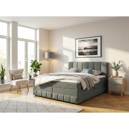 Boxbett OTTO HOME, B:194cm L:213cm, grau, Komplettbetten, "LIKELY, Polsterbett mit Bettkasten, inkl. Taschenfederkernmatratze H3", mit