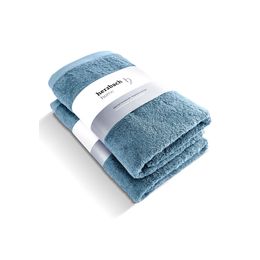 Duscht&uuml;cher HERZBACH HOME, blau, Obermaterial: 100% Baumwolle CO., Handt&uuml;cher, "Pura", 550g/m&sup2;, Premium-Qualit&auml;t, 100% Baumwolle, einfarbig