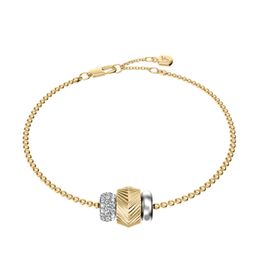 Fossil Damen Armband "Harlow", 19,5cm, Edelstahlgelbgoldfarben, edelstahlfarben, kristallwei&szlig;, kristallwei&szlig;, Edelstahl, Armb&auml;nder, mit Glasstein