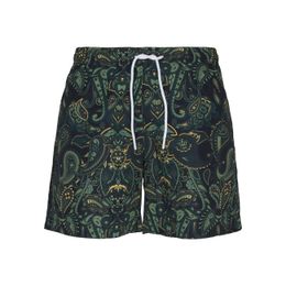 Urban Classics Herren Badeshorts "Urban Classics Herren Paisley Swim Shorts", gr&uuml;n, Gr. S, 100% Polyester, Badehosen