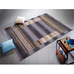 Teppich, B:70cm H:11mm L:140cm, grau, OCI DIE TEPPICHMARKE, Kunstfaser, Wohnzimmer, Teppiche, "Ovation Lorin", weich durch Microfaser, Glanz,
