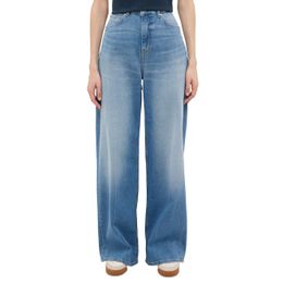 Mustang Damen Weite Jeans "Damen Style Luise Wide", blau, Gr. 27, unifarben, Denim/Jeans, 98% Baumwolle, 2% Elasthan, Jeans