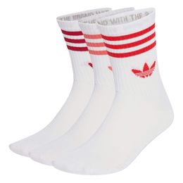 adidas originals Socken '3 STRIPES CREW SOCKS 3' Damen Gr&ouml;&szlig;e 46/48 rot / melone / dunkelrot / wei&szlig;