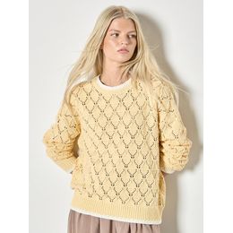 Apricot Damen Strickpullover "Pullover aus Pointelle-Strick", gelb, Gr. 34, uni, Strick, Obermaterial: 61% Baumwolle CO. 39% Polyacryl PAN.,