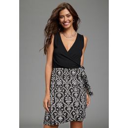 Bruno Banani Damen Sommerkleid, schwarz-wei&szlig;, Gr. 40, gemustert, Jersey, Obermaterial: 95% Viskose, 5% Elasthan, Kleider, aus Viskose und Elasthan,