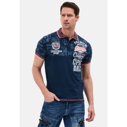 Cipo & Baxx CIPO & BAXX Herren Poloshirt, blau, Gr. M, bedruckt, unifarben, Jersey, Obermaterial: 95% Baumwolle, 5% Elasthan, Shirts