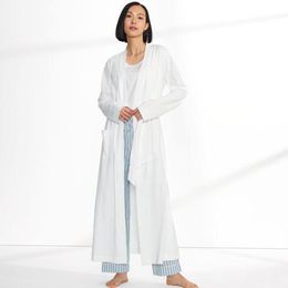 LANDS' END Wadenlanger Morgenmantel aus Baumwolle f&uuml;r Damen in Petite-Gr&ouml;&szlig;e, Damen, size: petite, Wei&szlig;, Baumwolle, by Lands' End