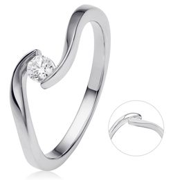ONE ELEMENT Damen Diamantring "0,10 ct Diamant Brillant Spannfassung Ring", 57, 0,1, Diamanten Gold Wei&szlig;gold 585, silber, Diamanten, Gold, Wei&szlig;gold