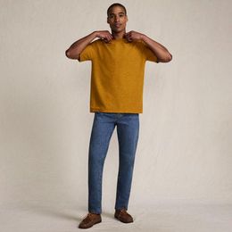 LANDS' END Premium Shirt mit Leinen und Waffelstruktur f&uuml;r Herren, Herren, size: regular, Gelb, Leinen/Polyester-Mischung, by Lands' End