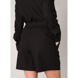 Base Level Damen Shorts, schwarz, Gr. 36, unifarben, Web, Obermaterial: 55% Leinen, 45% Viskose, Hosen, Sommerhose im Leinenmix