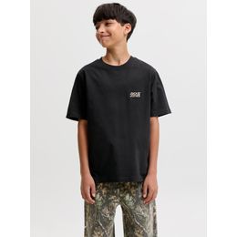 Jack & Jones Kinder Rundhalsshirt "JJECOLTON TEE SS CREW NECK SN JNR"schwarz, Gr. 152, JACK & JONES JUNIOR, bedruckt, Single Jersey, Obermaterial: 100% Baumwolle,