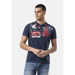 Cipo & Baxx CIPO & BAXX Herren T-Shirt "CT795", blau, Gr. S, bedruckt, 95% Baumwolle, 5% Elasthan, Shirts, der coole Print
