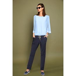 Damen Blusenshirt "Blusenshirt", blau, Gr. 48, Rick Cardona BY HEINE, unifarben, 100% Polyester, Unterteil:5% Elasthan, 95% Viskose, Shirts