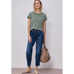 Street One Damen T-Shirtbound gr&uuml;n, Gr. 36, gestreift, Jersey, Obermaterial: 50% Baumwolle, 50% Modal, Shirts, mit Streifen Muster